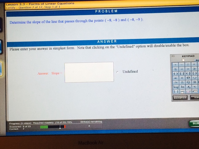 Solved Determine the slope of the line that passes through | Chegg.com