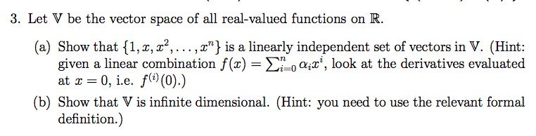Solved 3. Let V be the vector space of all real-valued | Chegg.com