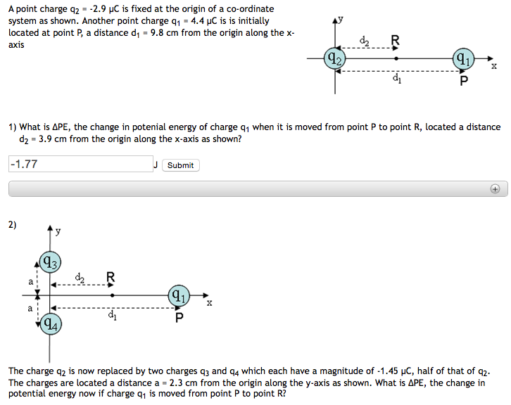 Solved A point charge q2 -2.9 HC is fixed at the origin of a | Chegg.com