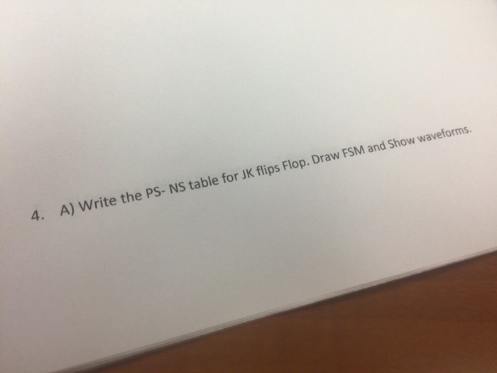 Solved 4. A) Write the PS-NS table for JK flips Flop. Draw | Chegg.com