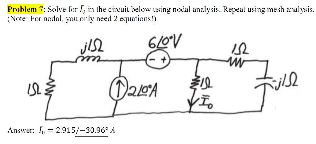 Solved Solve for I_0 in the circuit below using nodal | Chegg.com