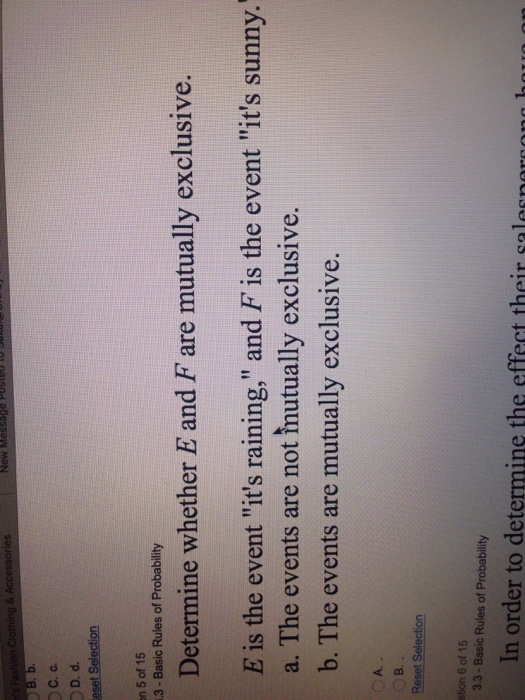 Solved Determine whether E and F are mutually exclusive. E | Chegg.com