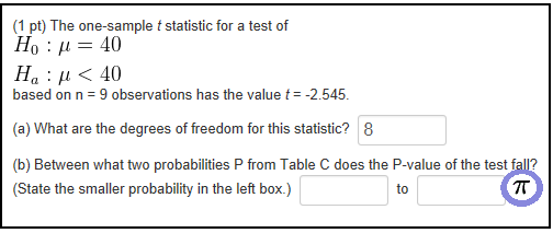 Solved The one-sample t statistic for a test of J0 : mu = 40 | Chegg.com