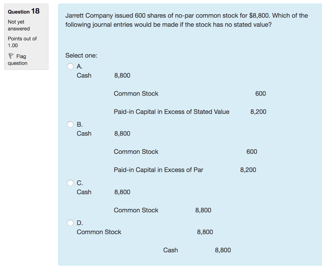 Solved Jarrett Company issued 600 shares of no-par common | Chegg.com