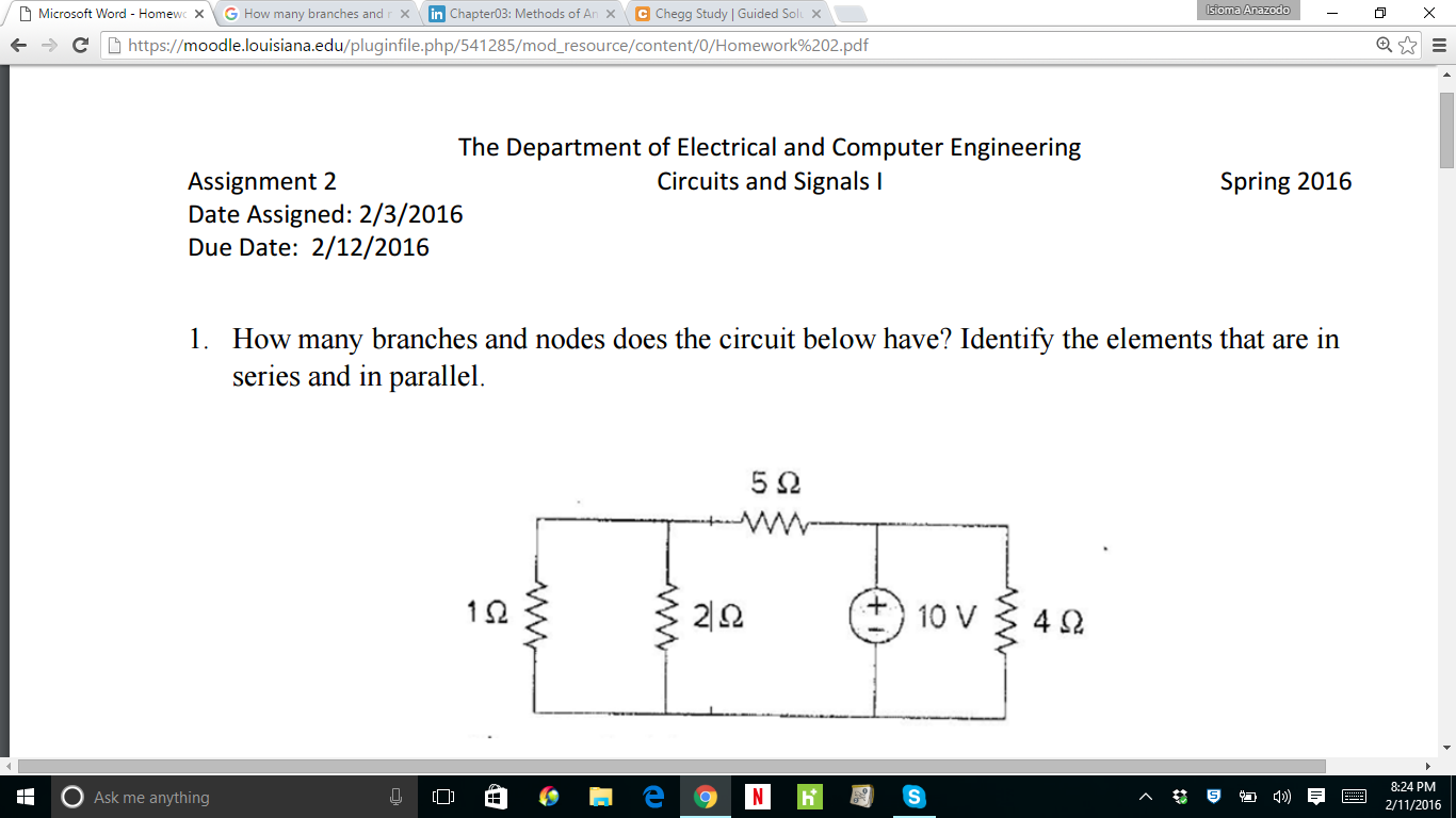 Solved How many branches and nodes does the circuit below | Chegg.com
