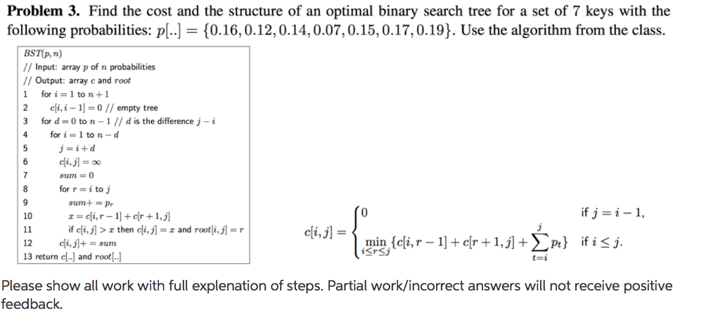 Find the cost and the structure of an optimal binary | Chegg.com