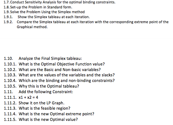 Solved 1.7. Conduct Sensitivity Analysis for the optimal | Chegg.com