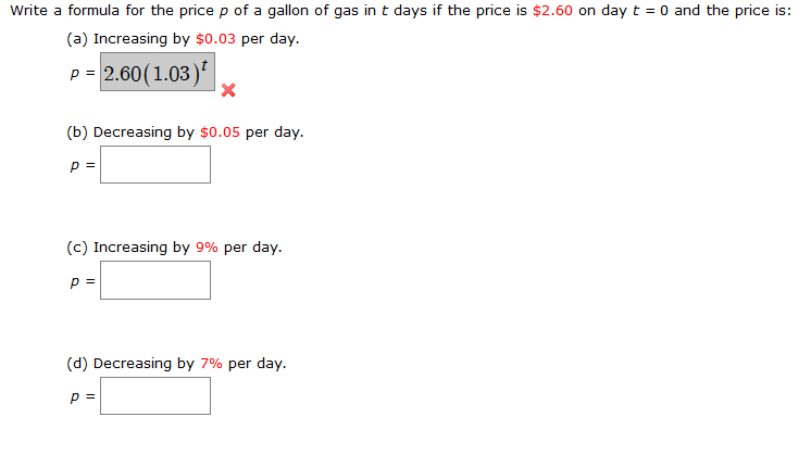 Solved Write a formula for the price p of a gallon of gas in | Chegg.com