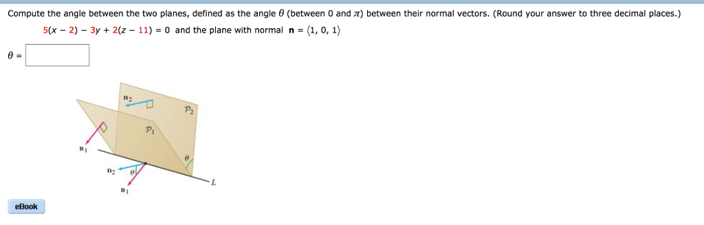 Solved Compute the angle between the two planes, defined as | Chegg.com