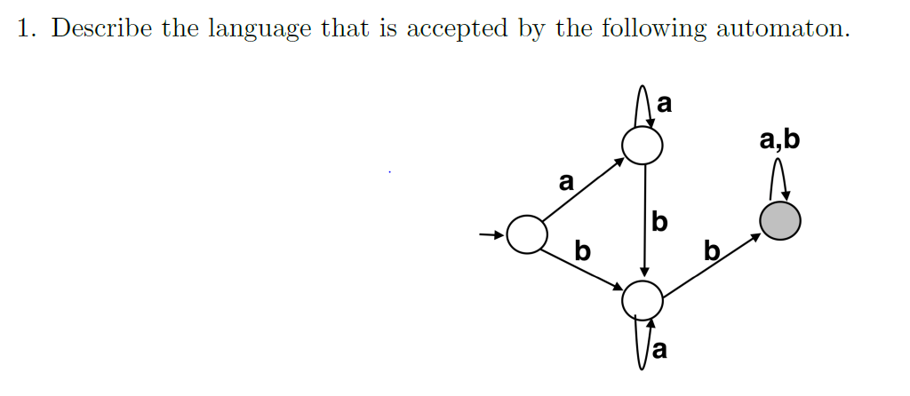 Solved 1. Describe the language that is accepted by the | Chegg.com