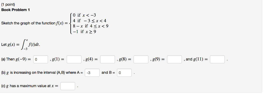 Solved (1 point) Book Problem 1 0 if x