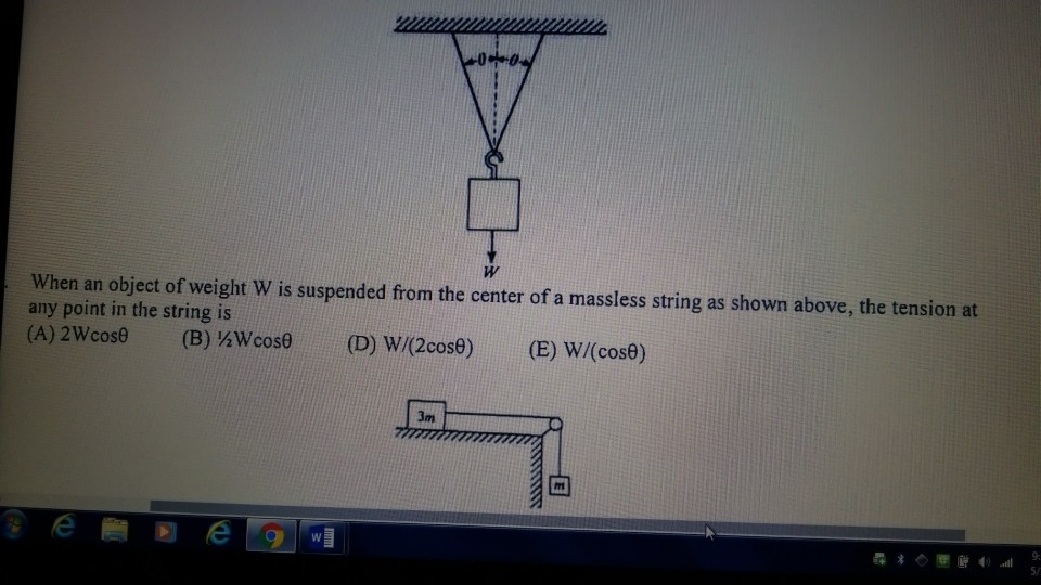 Solved When an object of weight W is suspended from the | Chegg.com
