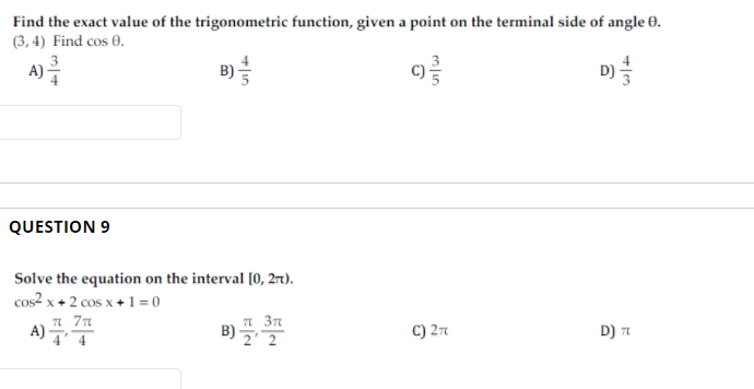 Solved Find the exact value of the trigonometric function, | Chegg.com
