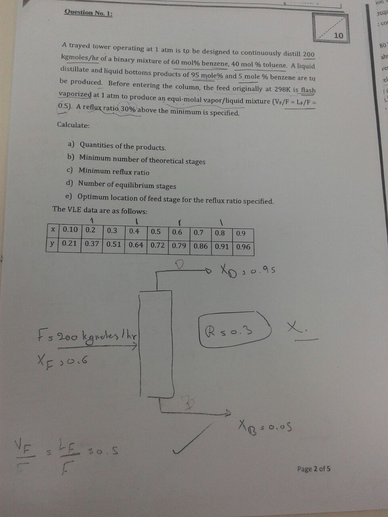 Solved Question No.1: 冫CO 10 80 A trayed tower operating at | Chegg.com