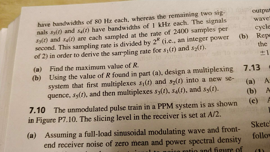 Solved 10 kHz, are to be multiplexed and transmitted. | Chegg.com