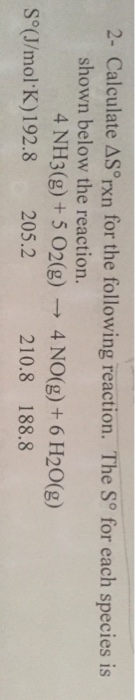 Solved: Calculate Delta S_rxn Degree For The Following Rea... | Chegg.com