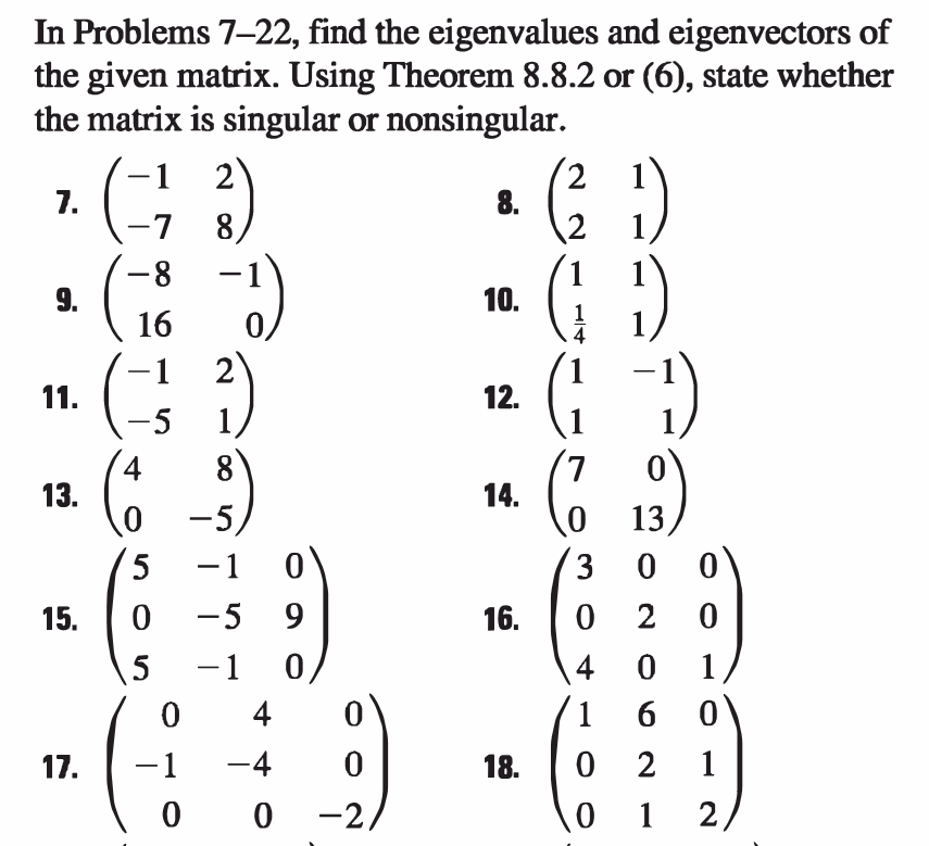 Solved In Problems 7-22, find the eigenvalues and | Chegg.com