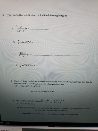 Solved Use substitution to find the following integrals | Chegg.com