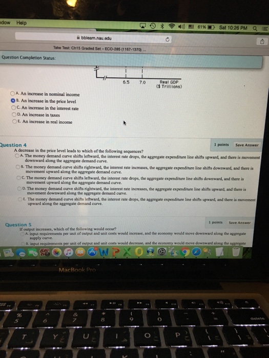 Solved A decrease in the price level leads to which of the | Chegg.com