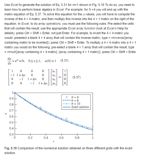 Use Excel to generate the solution of Eq. 5.31 for | Chegg.com