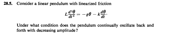 Solved Consider a linear pendulum with linearized friction L | Chegg.com