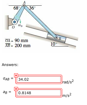 Solved The crank OA of the offset slider-crank mechanism | Chegg.com