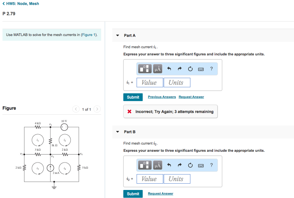 Solved P 2.79 Part C Use MATLAB to solve for the mesh | Chegg.com