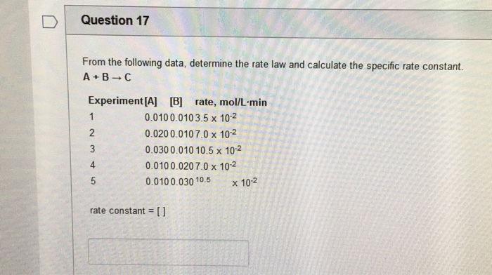 Solved From the following data, determine the rate law and | Chegg.com