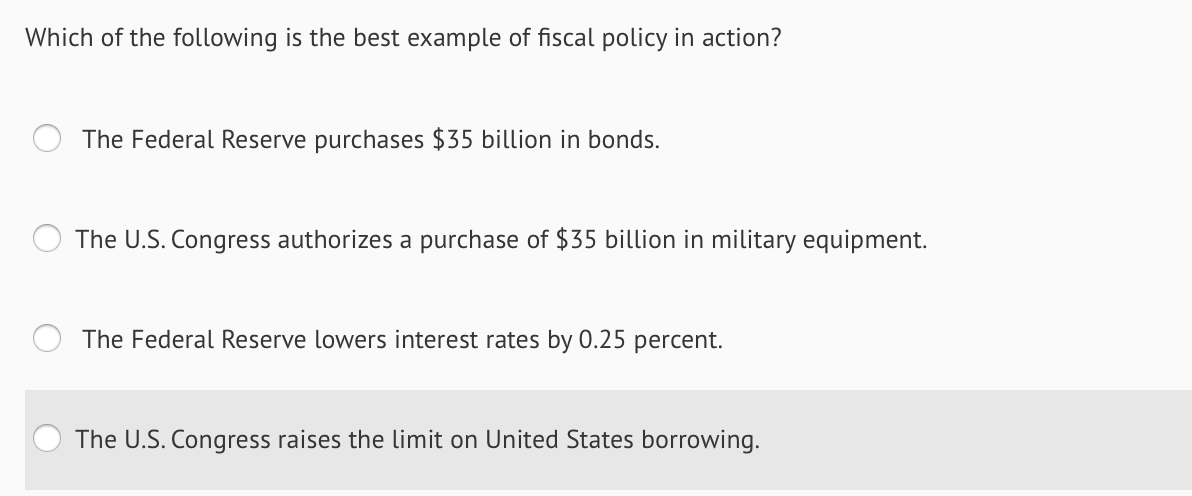 Solved A fiscal policy that reduces taxes or increases | Chegg.com
