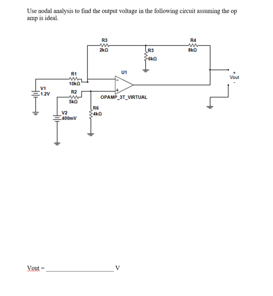 Solved Use nodal analysis to find the output voltage in the | Chegg.com