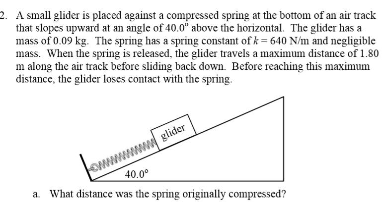 Solved A small glider is placed against a compressed spring | Chegg.com