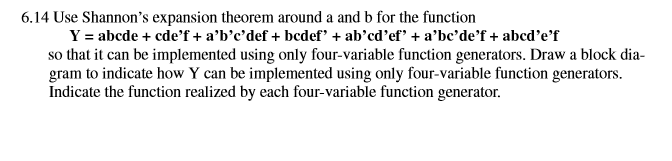 Use Shannon's expansion theorem around a and b for | Chegg.com
