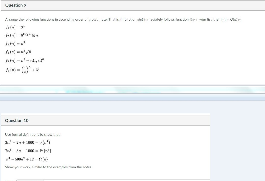 Solved Question 9 Arrange the following functions in | Chegg.com