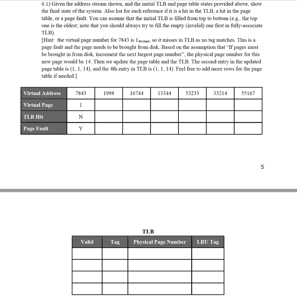 Virtual memory uses a page table to track the mapping | Chegg.com
