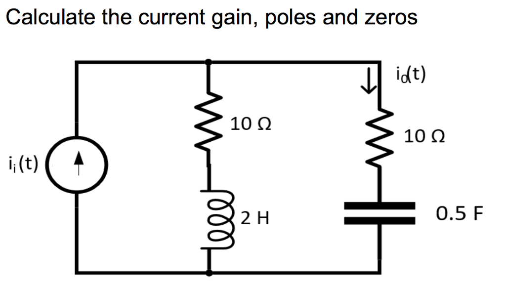 Solved Calculate the current gain, poles and zeros idt) 10Ω | Chegg.com