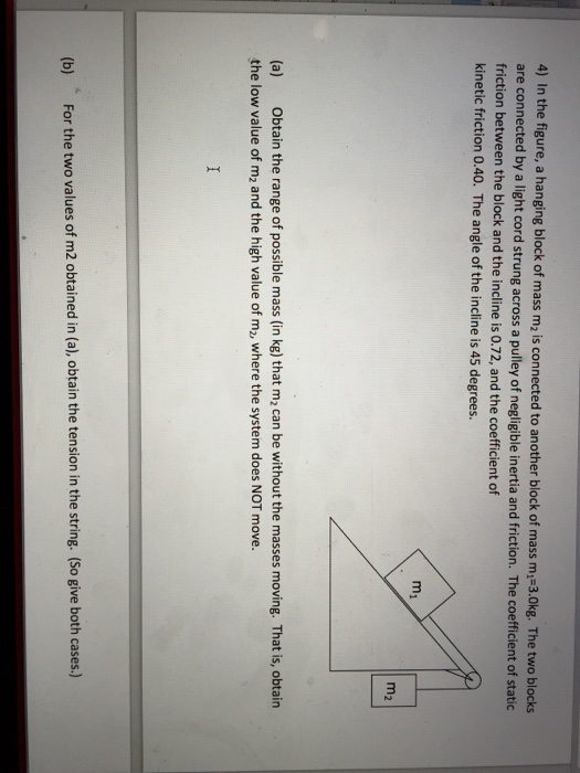 Solved In the figure, a hanging block of mass m_2 is | Chegg.com