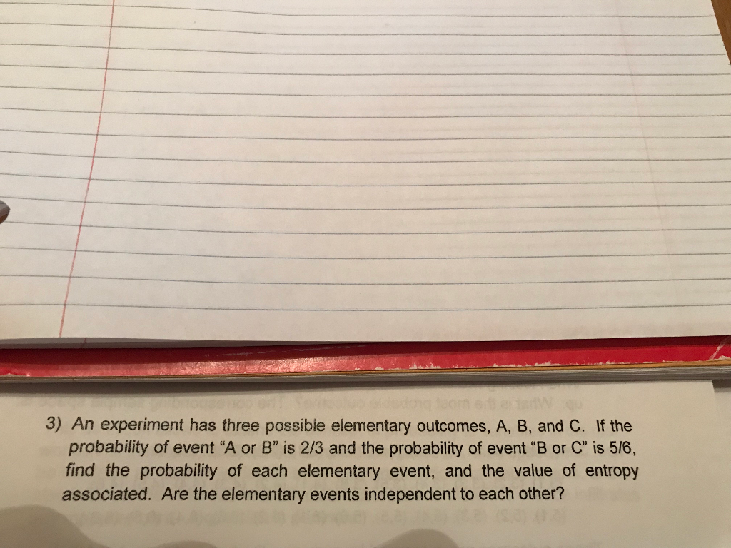 Solved 3) An experiment has three possibie elementary | Chegg.com