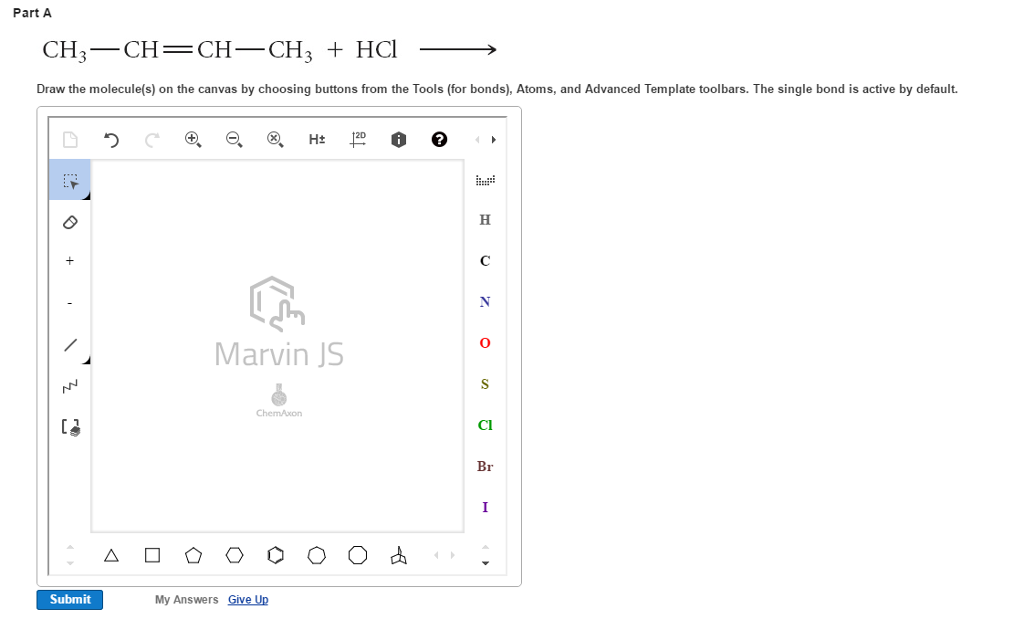 Solved Part A CH CH CH CH3 HCl Draw the molecule(s) on the | Chegg.com