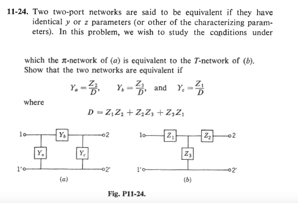 Solved 11-24. Two two-port networks are said to be | Chegg.com