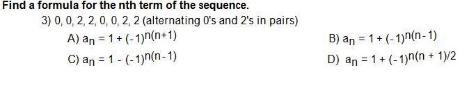 Solved Find a formula for the nth term of the sequence 3) 0, | Chegg.com