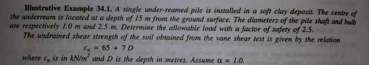 Solved A single under-reamed pile is installed in a soft | Chegg.com