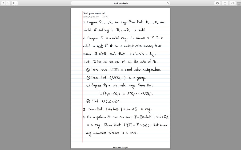 Solved 1. Suppose R_1, , R_n are rings. Prove that R_1, , | Chegg.com Solved 1. Suppose R_1, , R_n are rings. Prove that R_1, , | Chegg.com