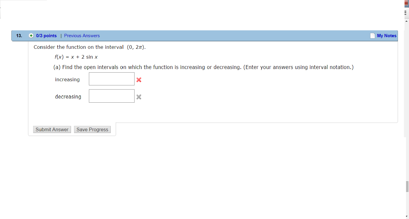 Solved Consider the function on the interval (0, 2 pi). f(x) | Chegg.com