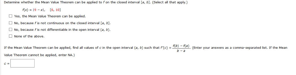 Solved Determine whether the Mean Value Theorem can be | Chegg.com