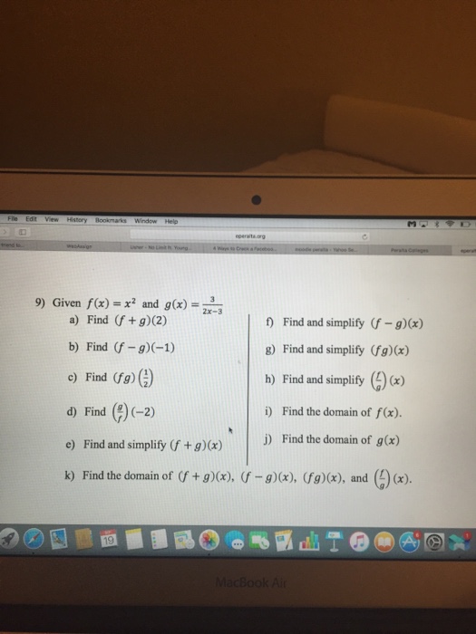 Solved Given f(x) = x^2 and g(x) = 3/2x-3 a) Find (f + | Chegg.com