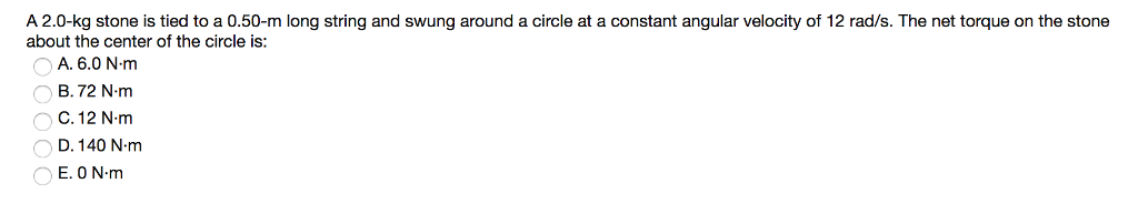 Solved A 2.0-kg stone is tied to a 0.50-m long string and | Chegg.com