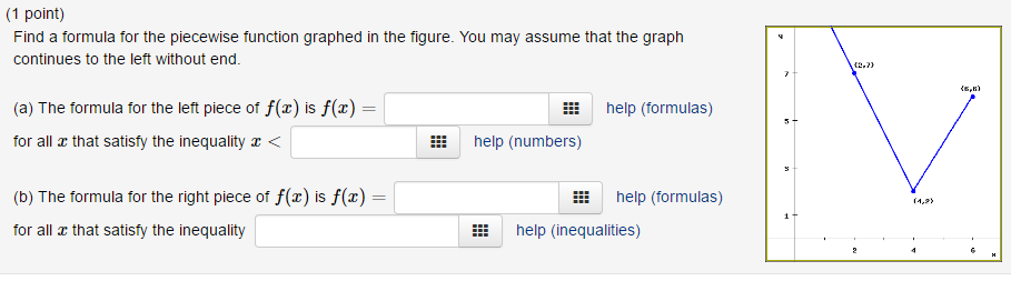 Solved (1 point) Write a formula for the piecewise function | Chegg.com