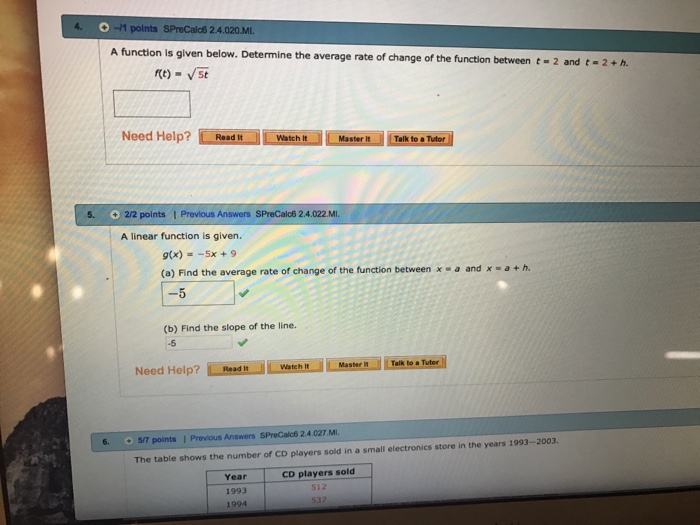 Solved A function is given below. Determine the average rate | Chegg.com