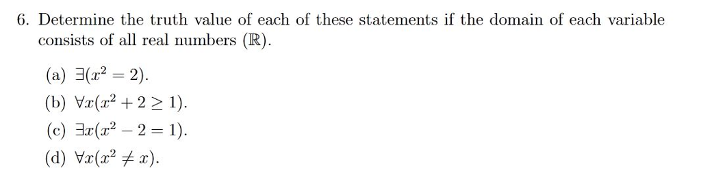Solved Determine The Truth Value Of Each Of These Statements