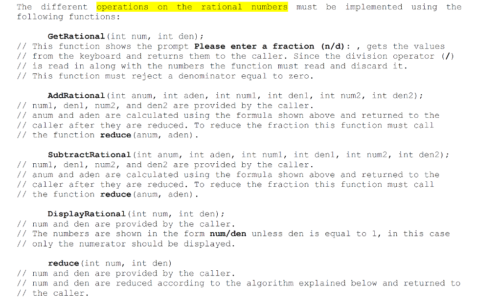 C++ Rational Number Calculator using Value-Returning | Chegg.com